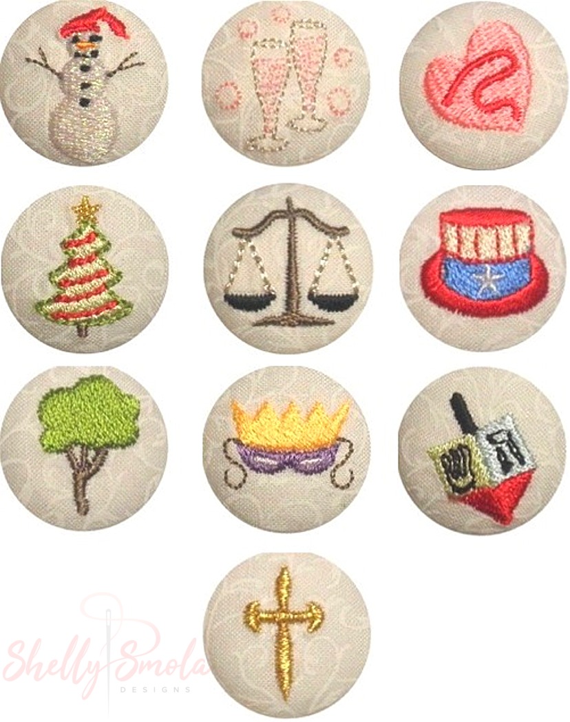 Winter Holiday Button Covers - Shelly Smola Designs - Embroidery ...