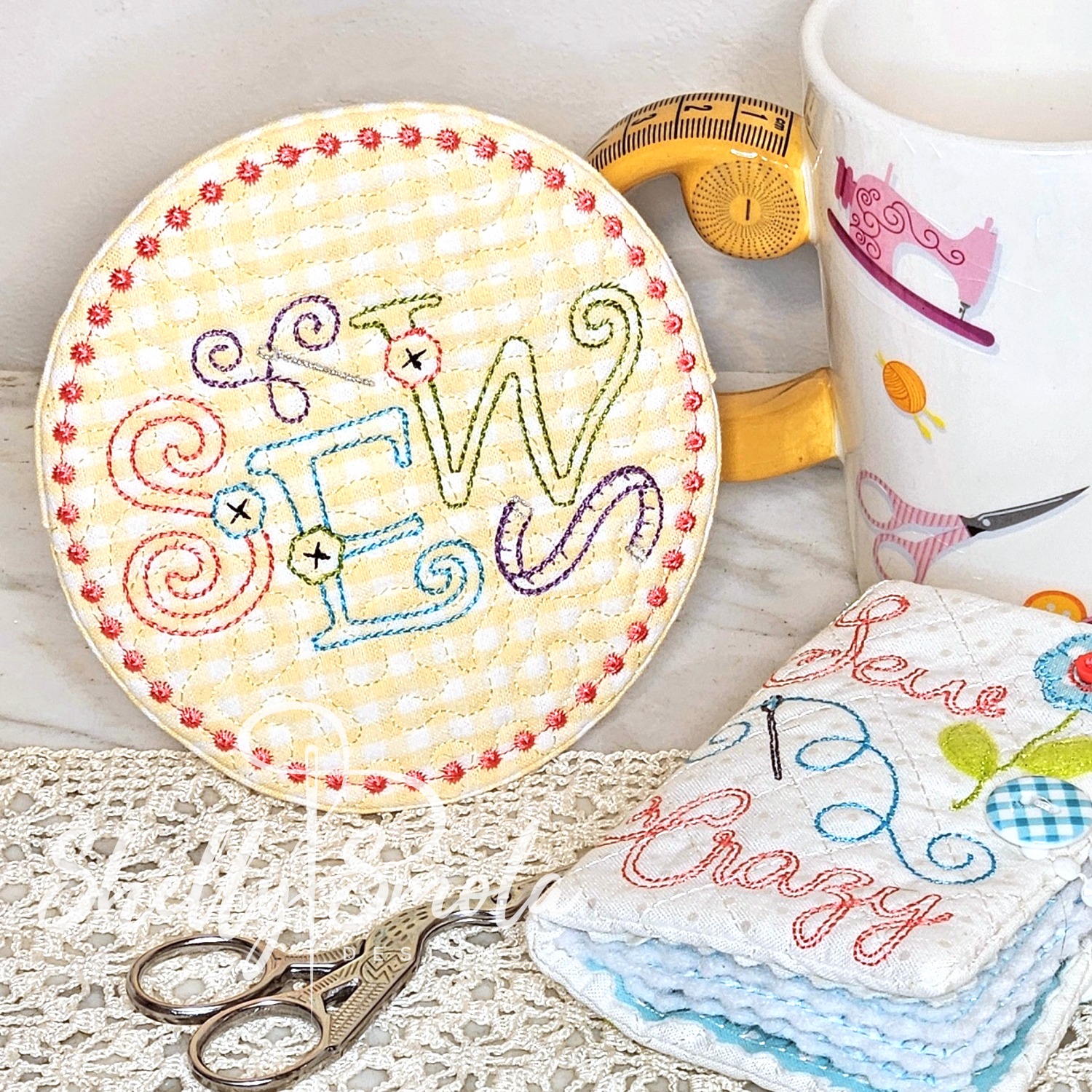 Just Sew Coaster - Shelly Smola Designs - Machine Embroidery Designs ...