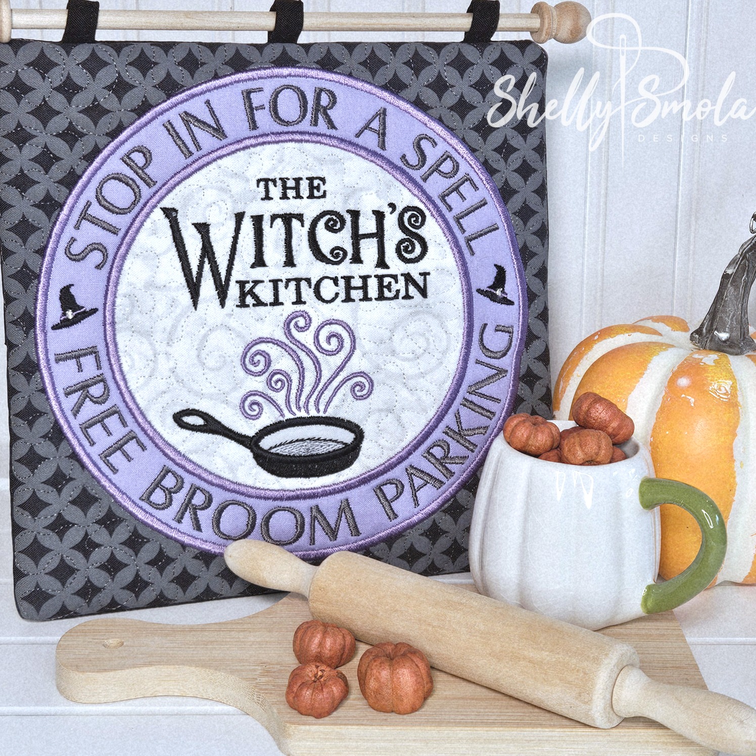 Witch's Kitchen Sign - Shelly Smola Designs - Machine Embroidery - Shelly Smola Designs